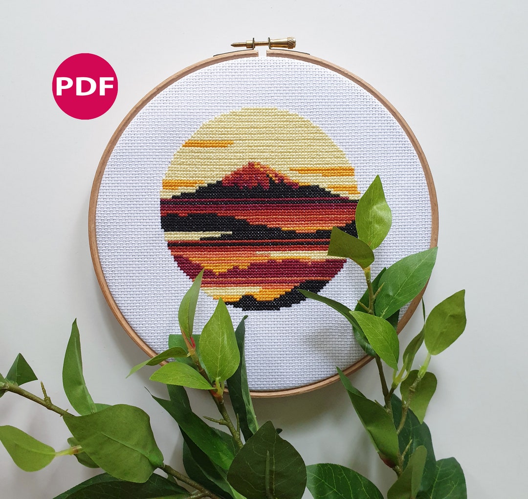 Mount Fuji Sunset - Scenery Cross Stitch - PDF Pattern, Instant ...