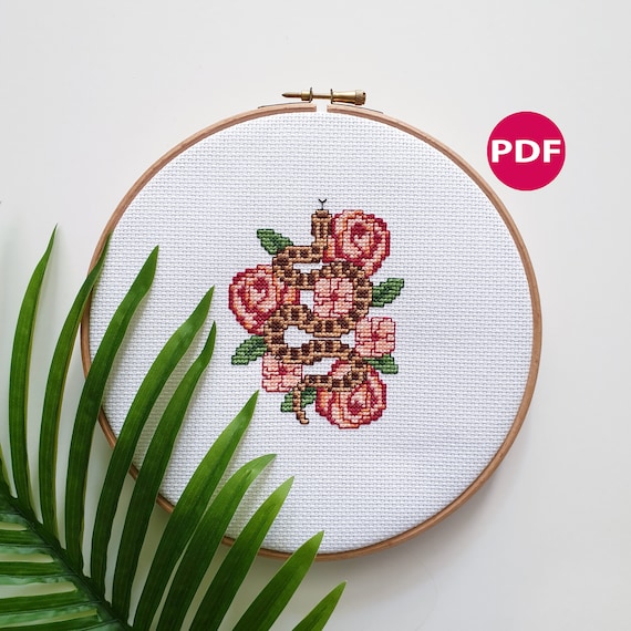 Floral Snake Cross Stitch PDF Pattern Instant Download | Etsy