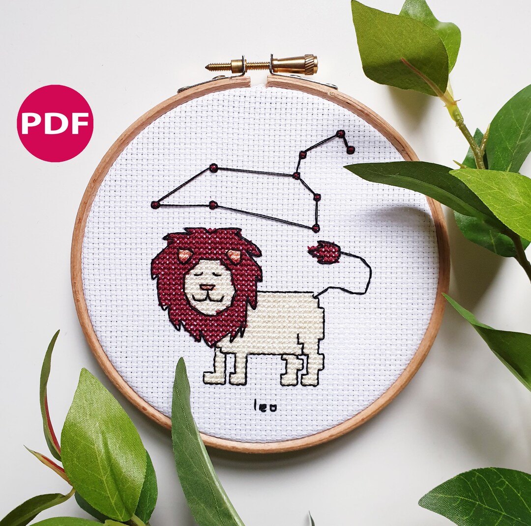 Leo - Zodiac / Star Sign Cross Stitch - PDF Pattern, Instant Download ...