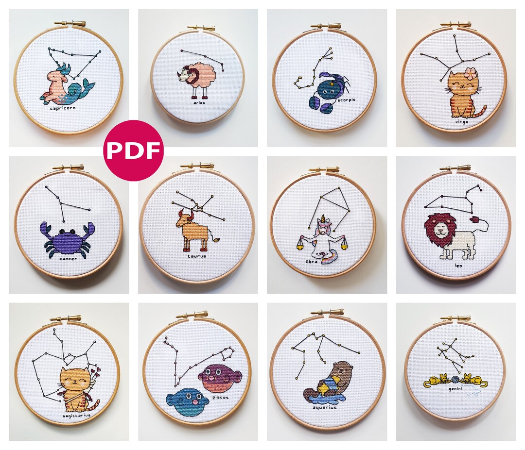 Zodiac / Star Sign Cross Stitch Bundle - PDF Patterns, Instant Download ...