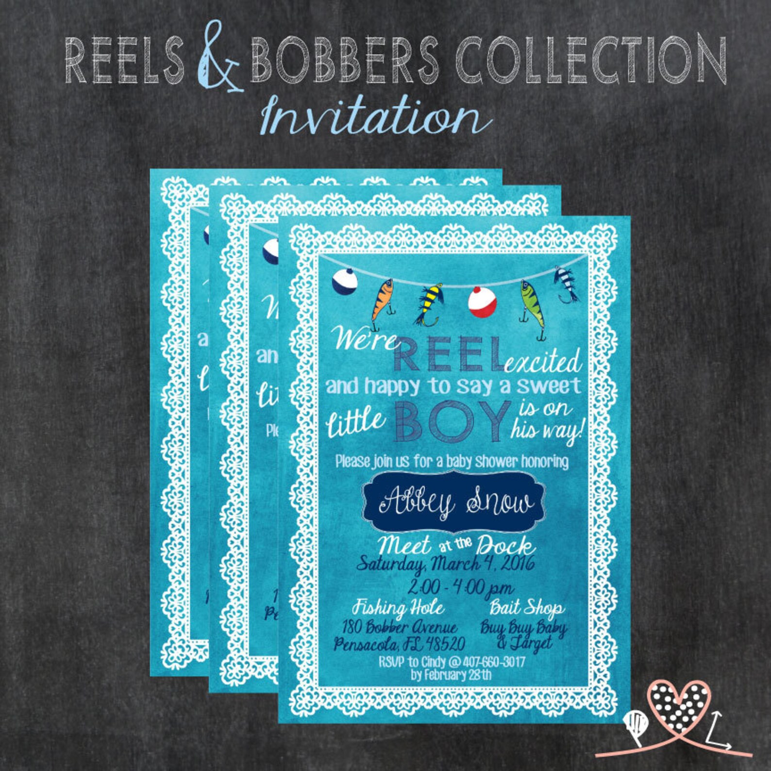 REELS & BOBBERS COLLECTION Baby Shower Invitation Baby Boy - Etsy