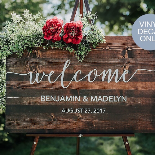 Wedding Welcome Sign Wedding Decal Wood Welcome Sign - Etsy