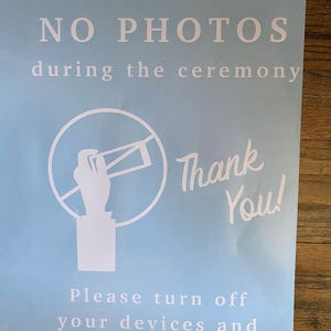 No Phones Wedding Ceremony Sign Decal, Turn off Devices Unplugged ...
