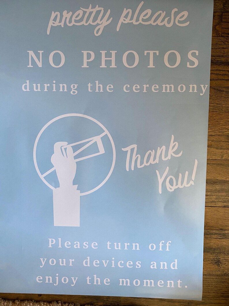 No Phones Wedding Ceremony Sign Decal, Turn off Devices Unplugged ...