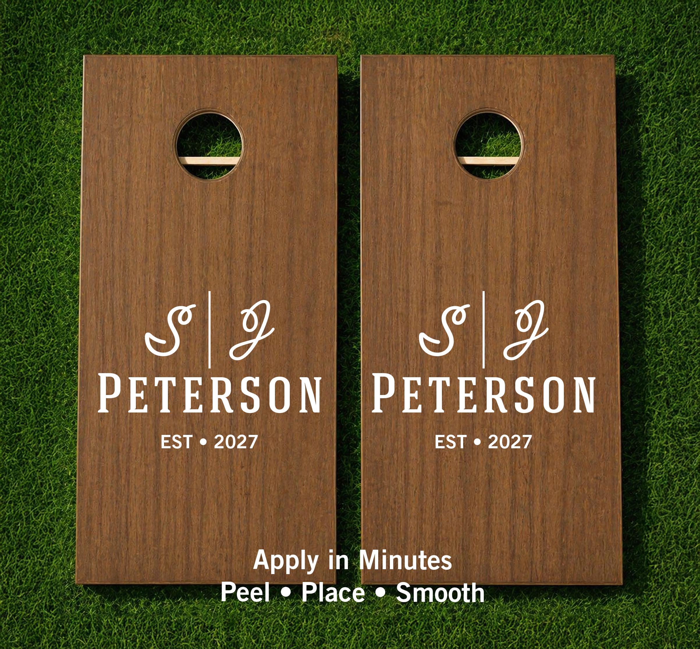 Personalized Wedding Cornhole Decals Set of 2 | Modern Monogram ...