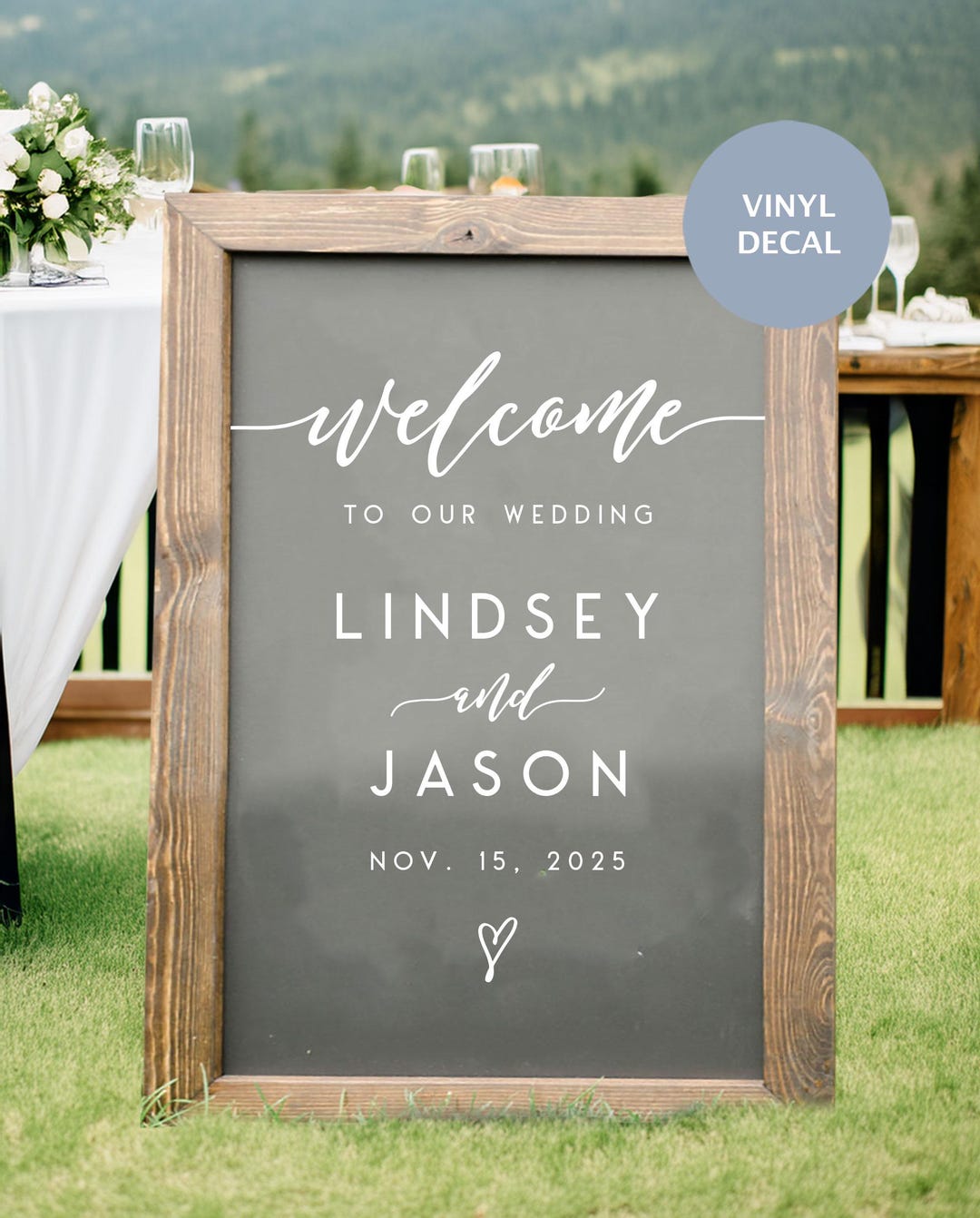 Personalized Rustic Wedding Welcome Sign Decal – Custom Vinyl Sticker ...