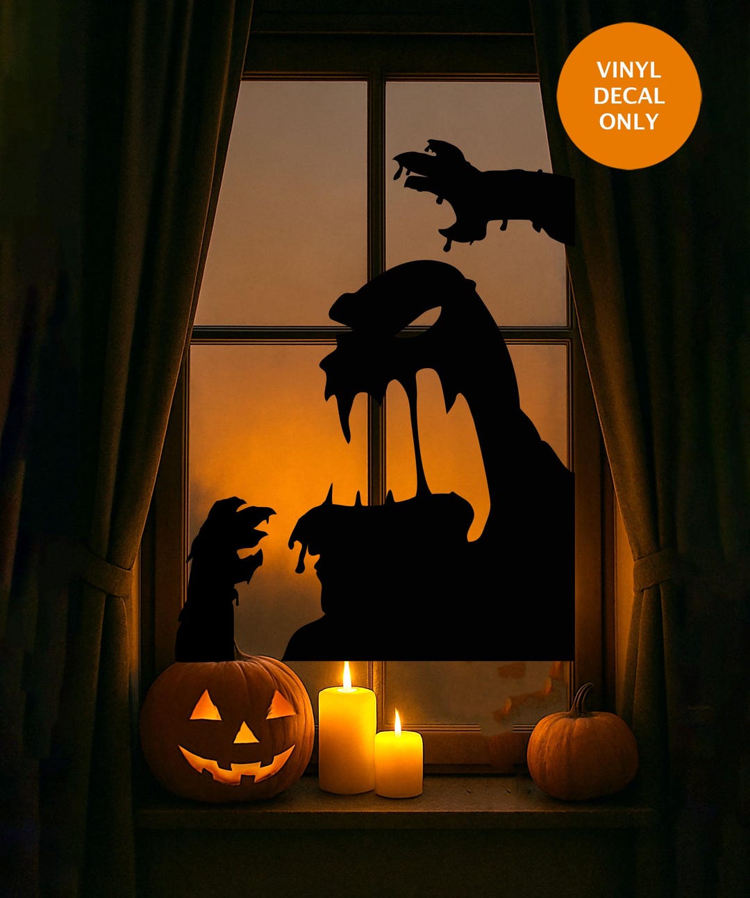 Spooky Blob Man Halloween Window Decal - Non Reusable Vinyl Decoration ...