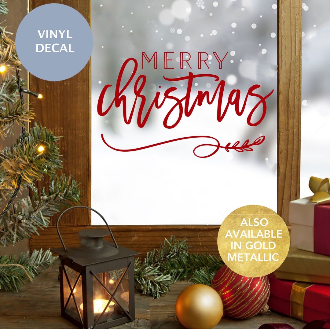Merry Christmas Wall Decal, Farmhouse Christmas Signs, Christmas Window ...