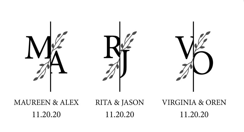 Wedding Monogram Sticker Rustic Wedding Decor Acrylic - Etsy