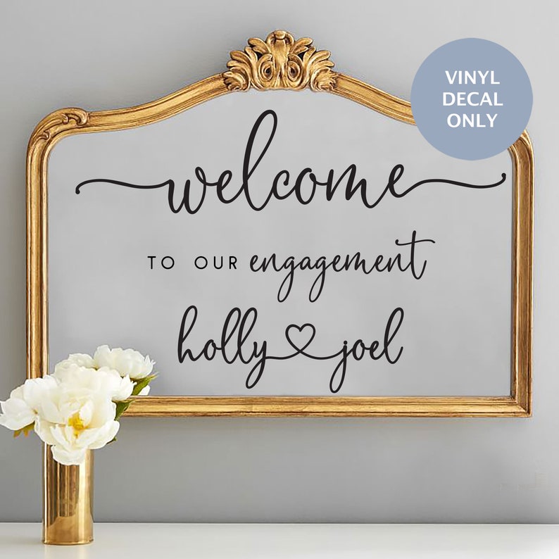Engagement Party Sign Mirror Decal Engagement Party - Etsy