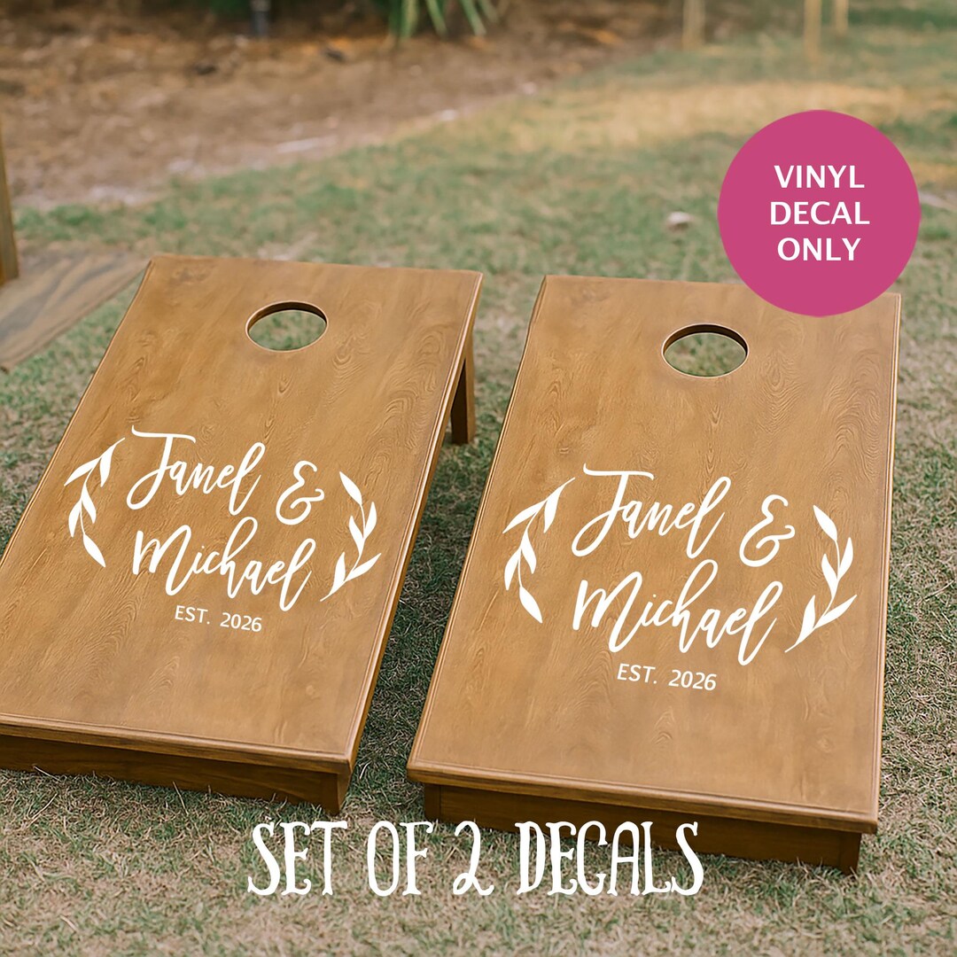 Personalized Wedding Cornhole Board Decal, Custom Monogram Design for ...