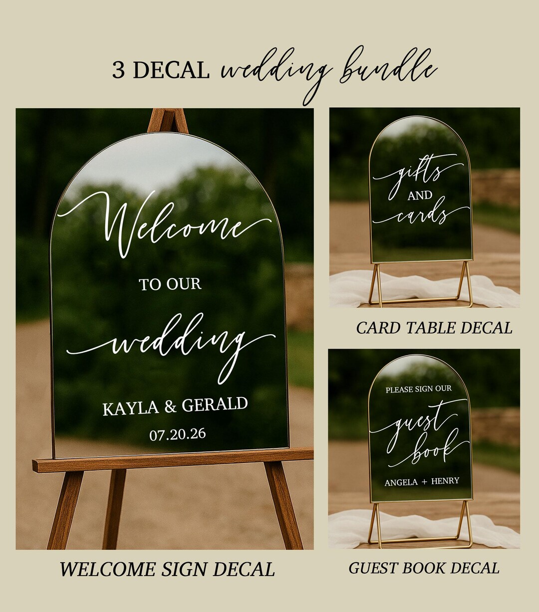 Wedding Signage Bundle - Welcome, Guest Book & Cards Gifts Decals ...