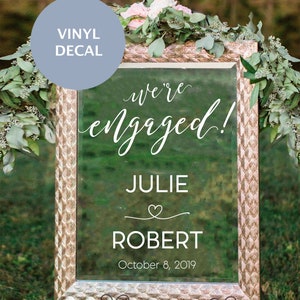 Personalized Engagement Decal, Engagement Party Sign, Newly Engaged ...