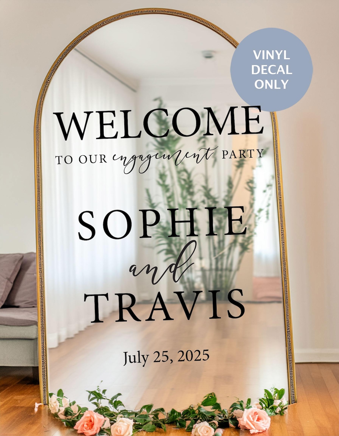 Custom Engagement Party Welcome Mirror Decal With Personalized Names ...