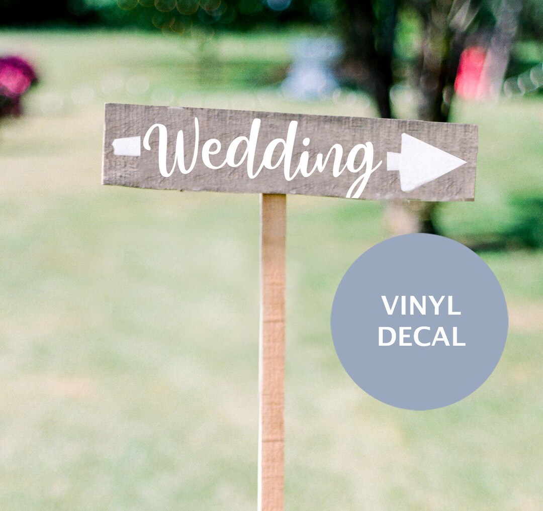 Wedding Direction Arrow Decal: Rustic Wood Sign Vinyl - Etsy