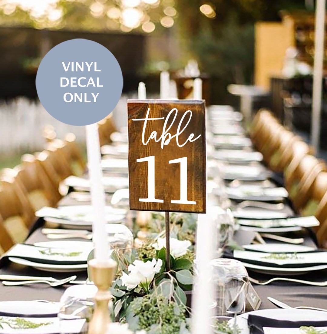 Wooden Table Numbers, Table Number Decal, Wedding Table Numbers - Etsy