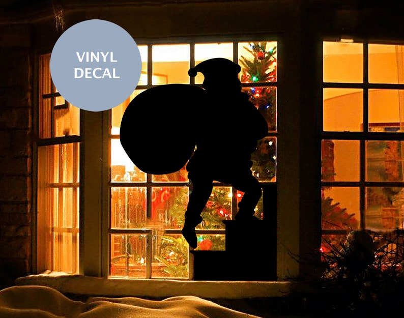 Santa Clause Silhouette Christmas Window Decal Decoration - Etsy