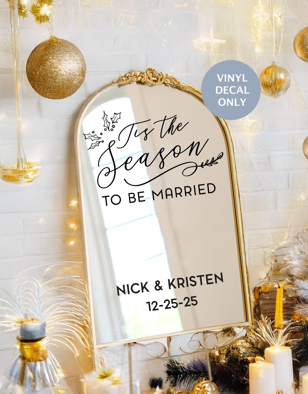 Tis the Season to Be Married Wedding Sign Decal, Christmas Wedding Sign ...