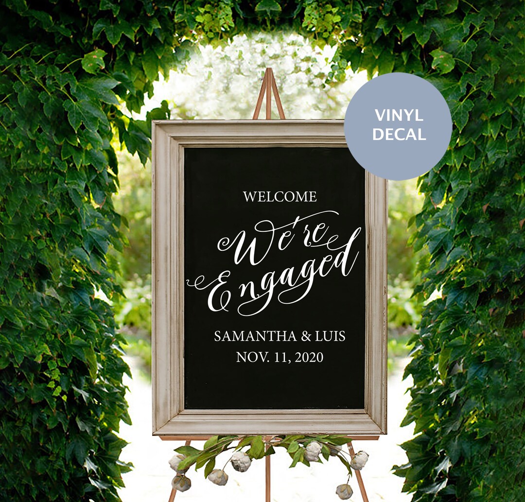 Engagement Party Sign, Vinyl Decal Sign, Engagement Party Decorations ...
