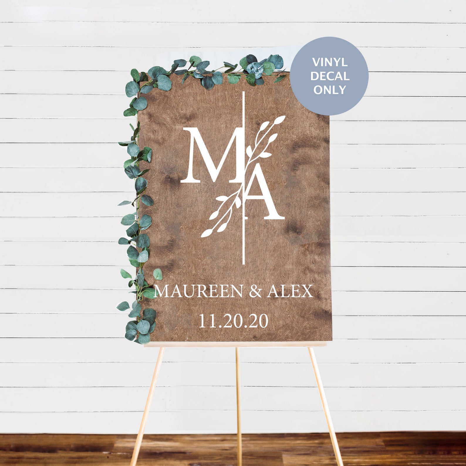 Wedding Monogram Sticker Rustic Wedding Decor Acrylic | Etsy