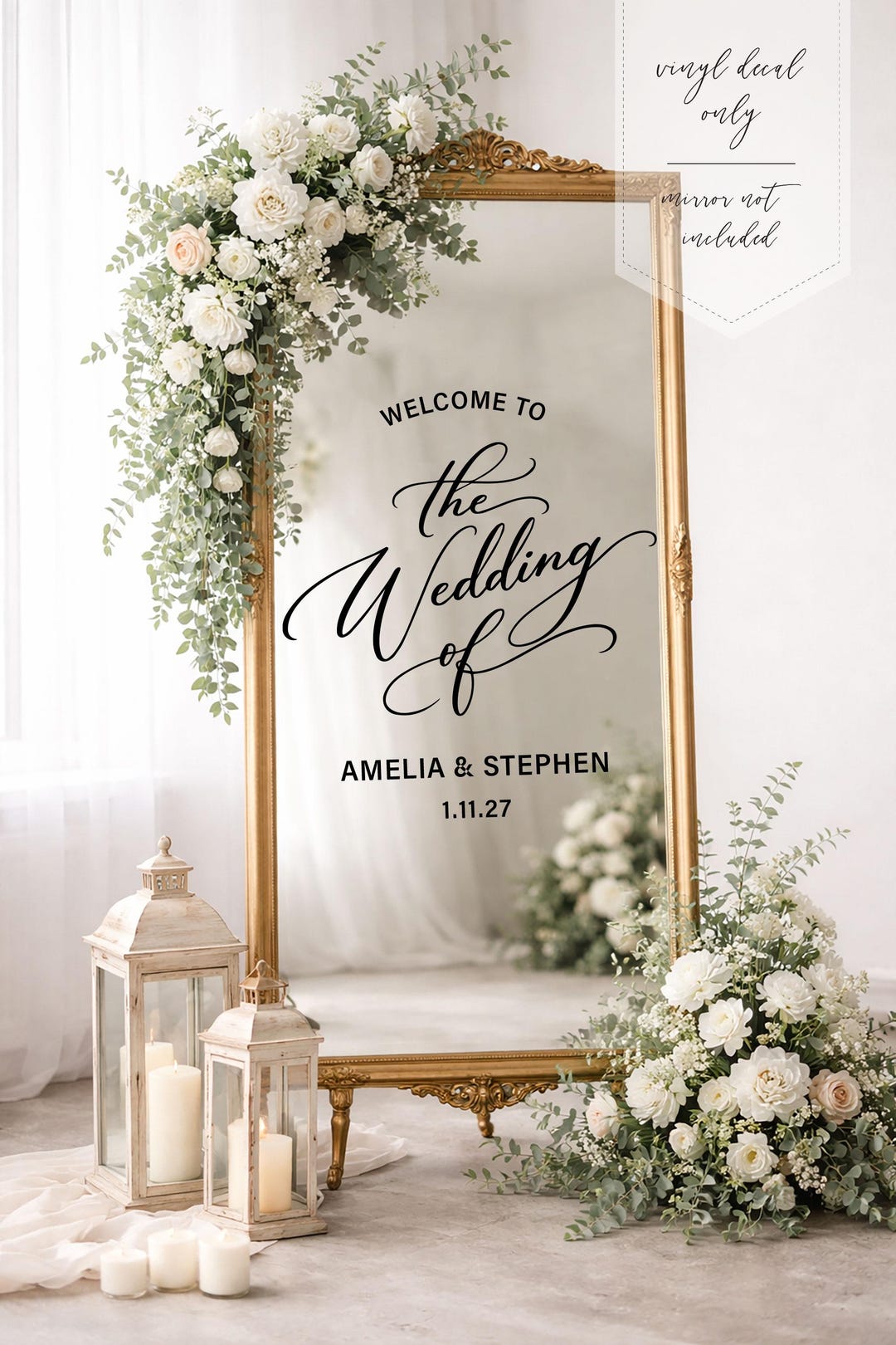 Personalized Wedding Welcome Sign Vinyl Decal for Mirror or Acrylic ...