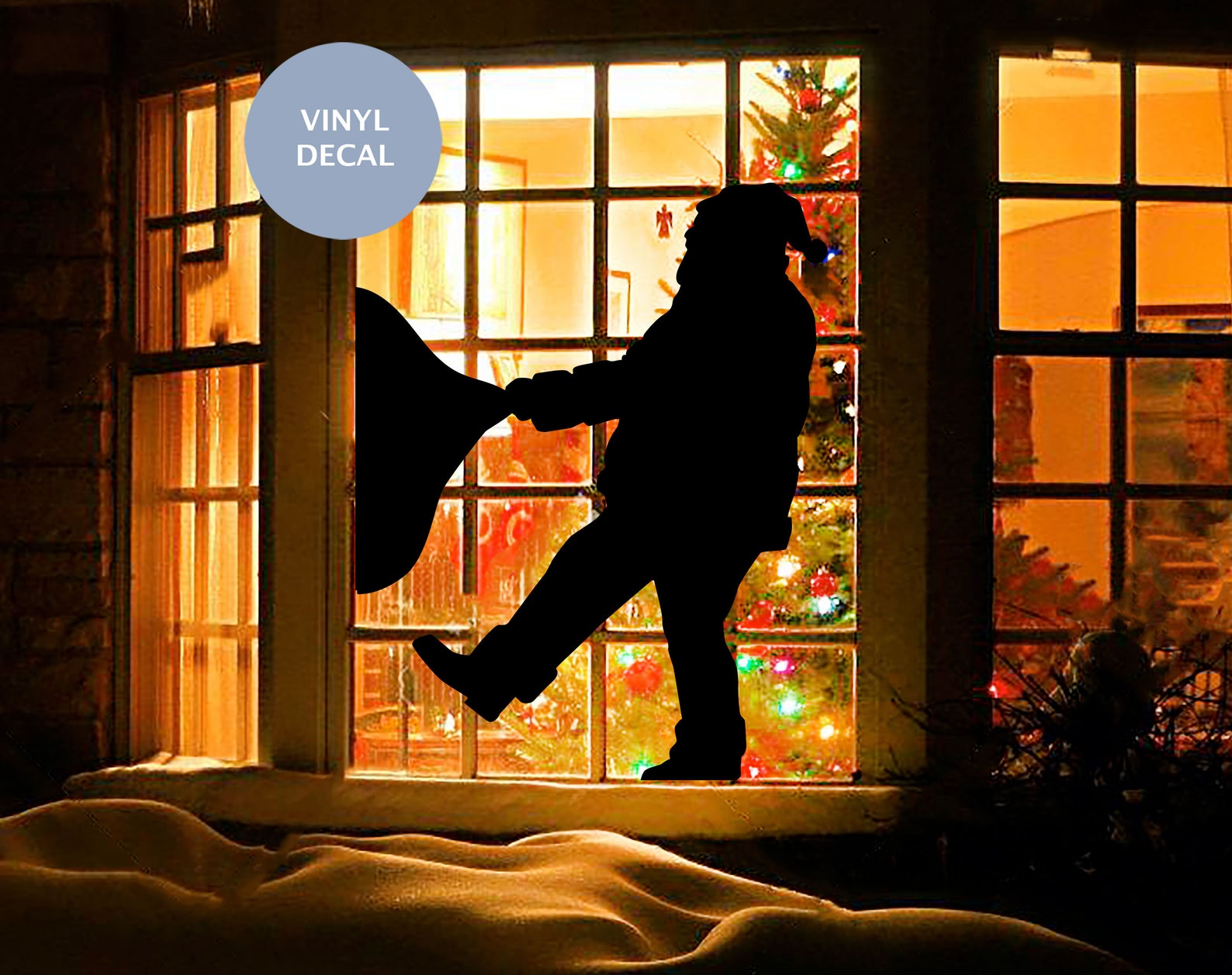 Christmas Window Decal Santa Silhouette Holiday Window Decal | Etsy