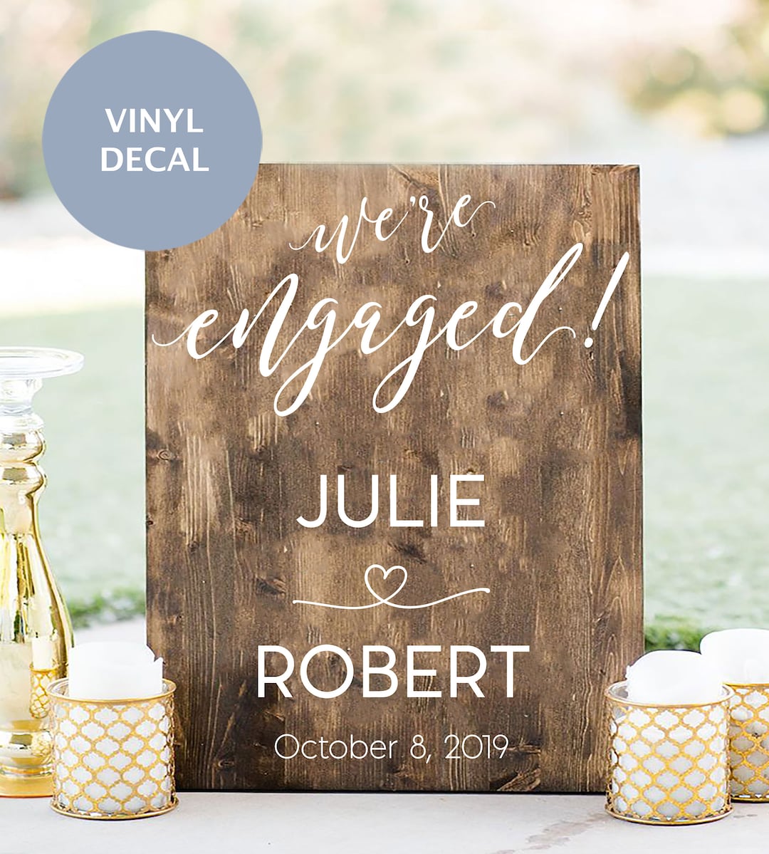 Personalized Engagement Decal, Engagement Party Sign, Newly Engaged ...