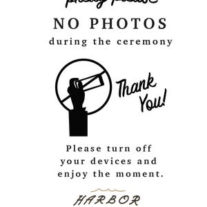 No Phones Wedding Ceremony Sign Decal, Turn off Devices Unplugged ...