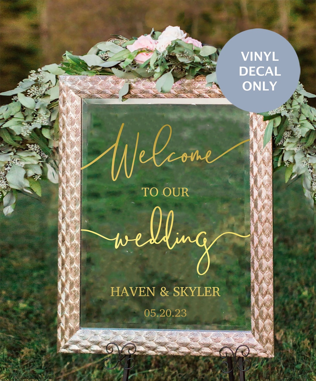 Welcome to Our Wedding Sign, Mirror Decal Wedding, Gold Welcome Sign - Etsy Welcome to Our Wedding Sign, Mirror Decal Wedding, Gold Welcome Sign - Etsy