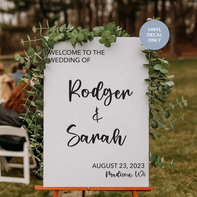 Wedding Welcome Sign Decal, Custom Wedding Decal, Wedding Welcome Sign ...