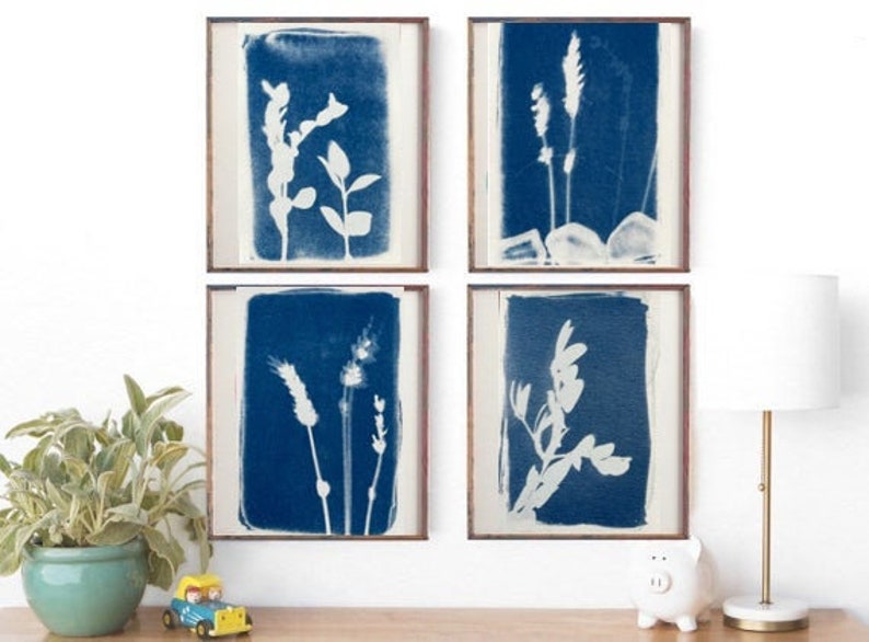 Botanical Cyanotype Original Print / Nature Art / Plant Decor - Etsy