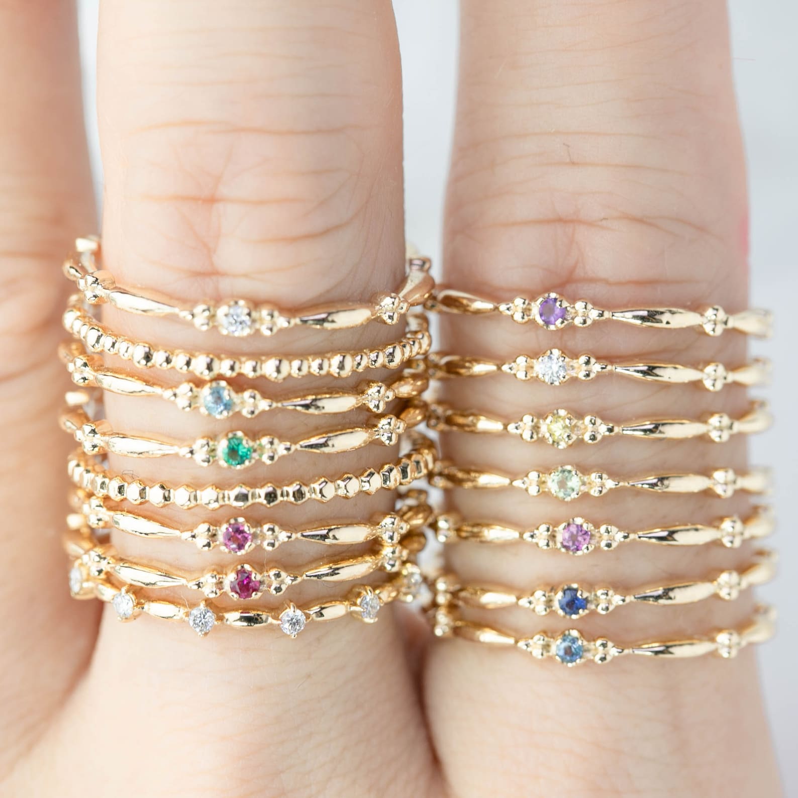 Birthstone Stackable Ring, Birthstone Stack Ring, Simple Birthstone ...