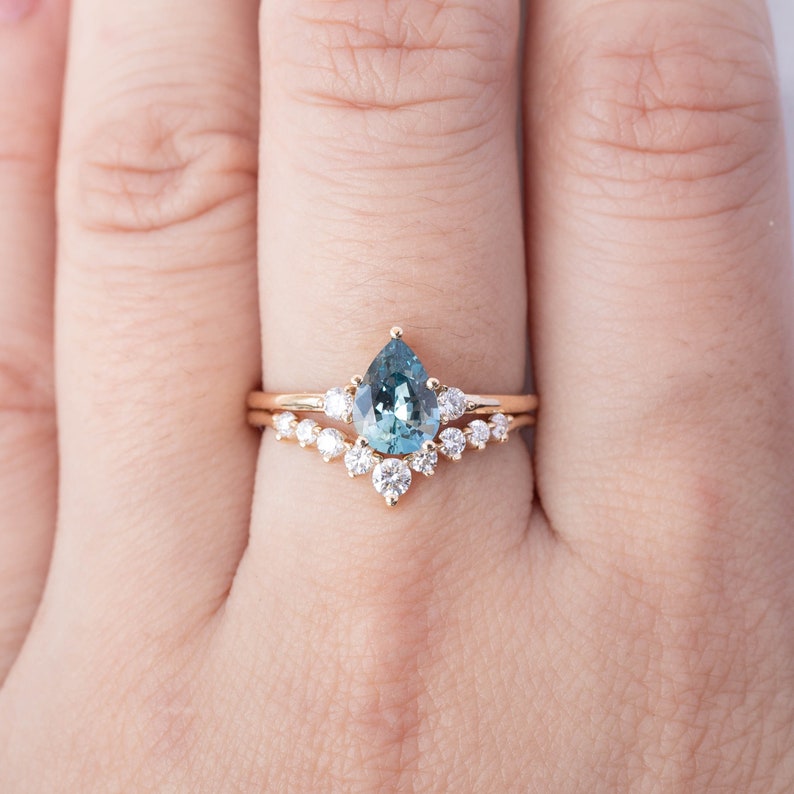 Gorgeous Diamond Curved Ring Diamond Curved Nesting Wedding | Etsy