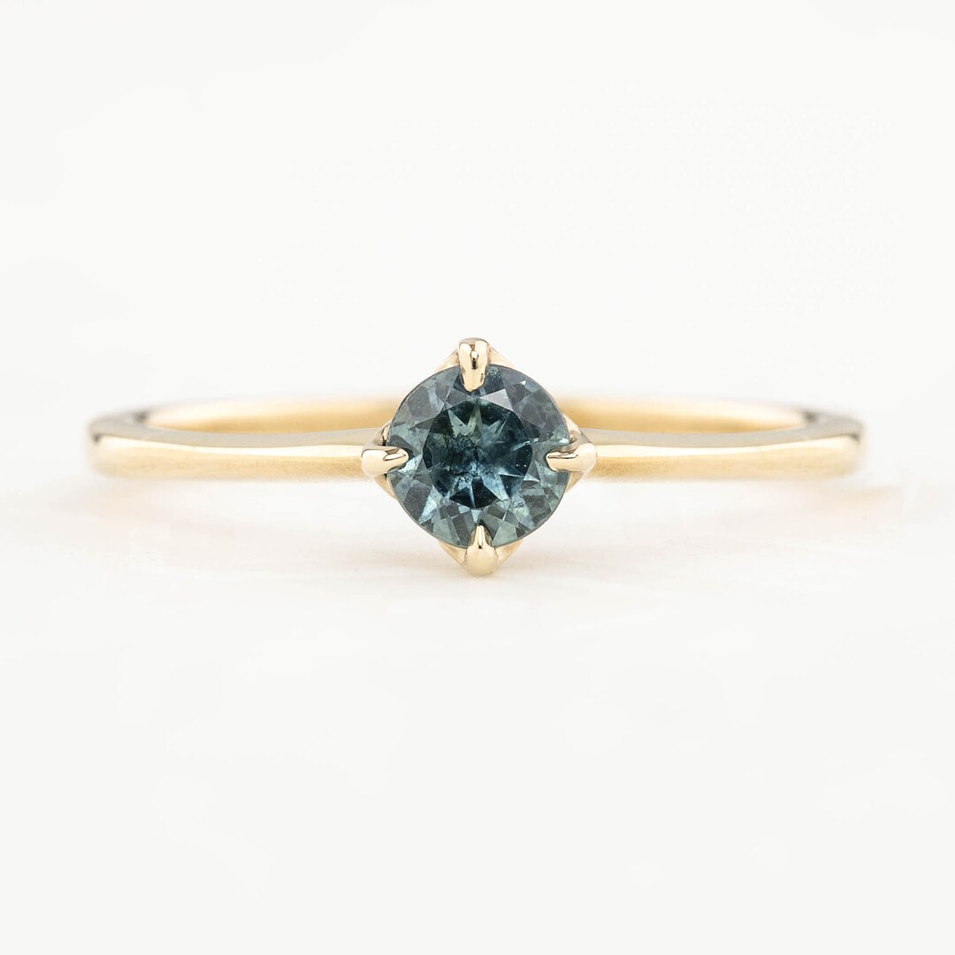4.5mm Blue Green Montana Sapphire Ring Blue Montana Sapphire Engagement ...