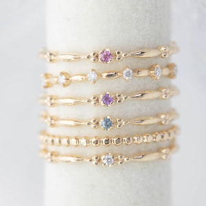 Birthstone Stackable Ring, Birthstone Stack Ring, Simple Birthstone Jewelry, Dainty Birthday ...