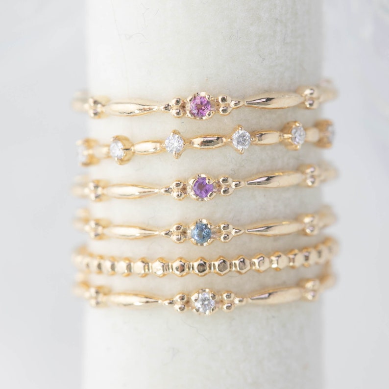 Two Birthstone Stackable Ring Double Birthstone Stack Ring - Etsy