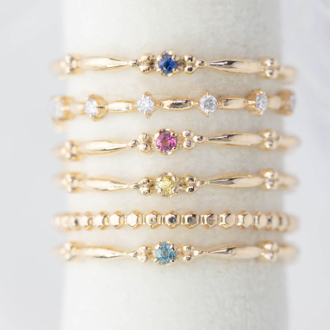 Birthstone Stackable Ring Birthstone Stack Ring Simple | Etsy UK