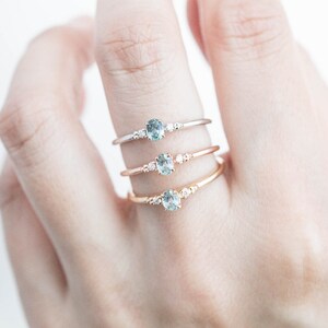 Estel Ring Vintage Inspired Unheated Blue Green Sapphire Ring, Light ...