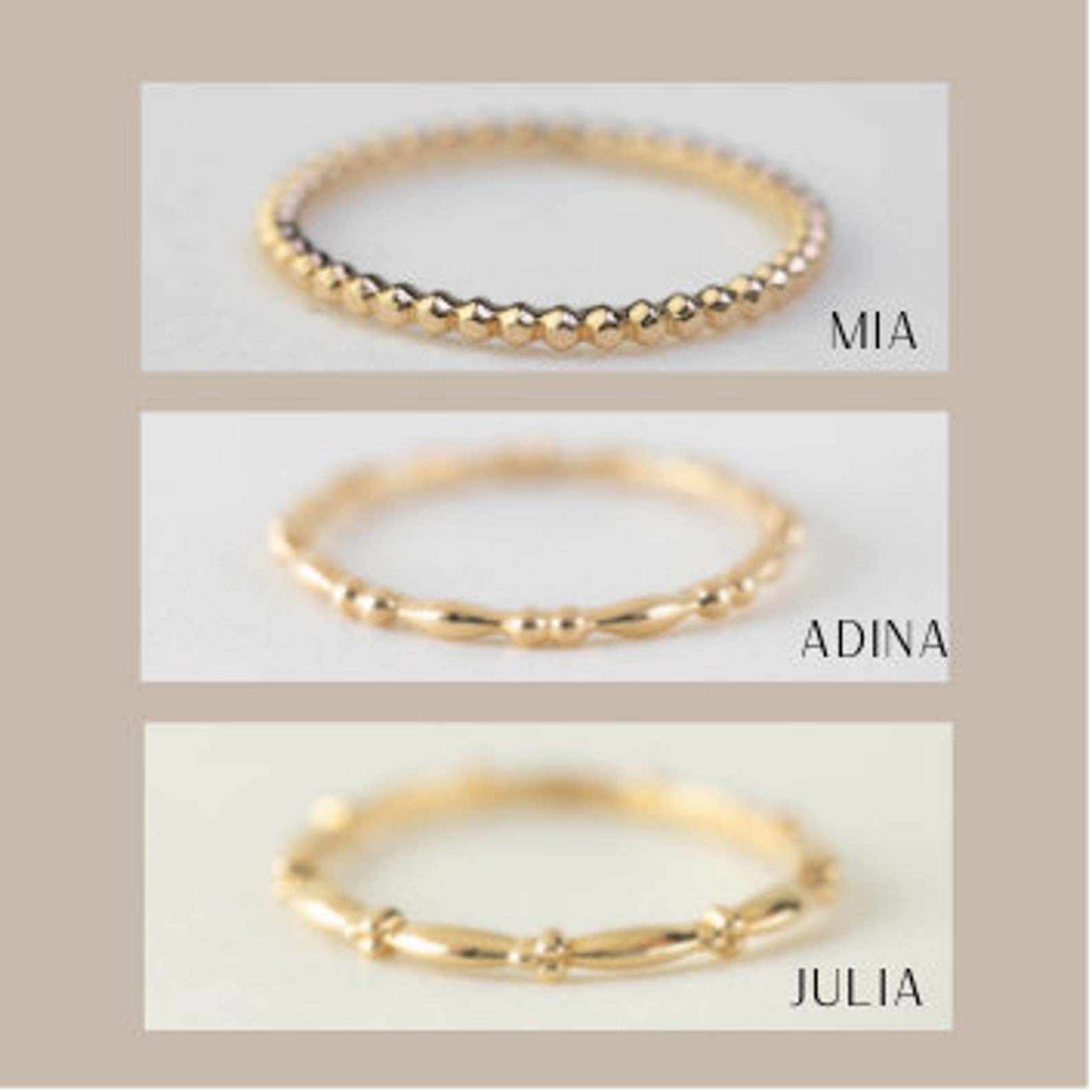 14k Solid Gold Stack Ring, Stack Ring Solid Gold, Bead Ring, Dainty ...