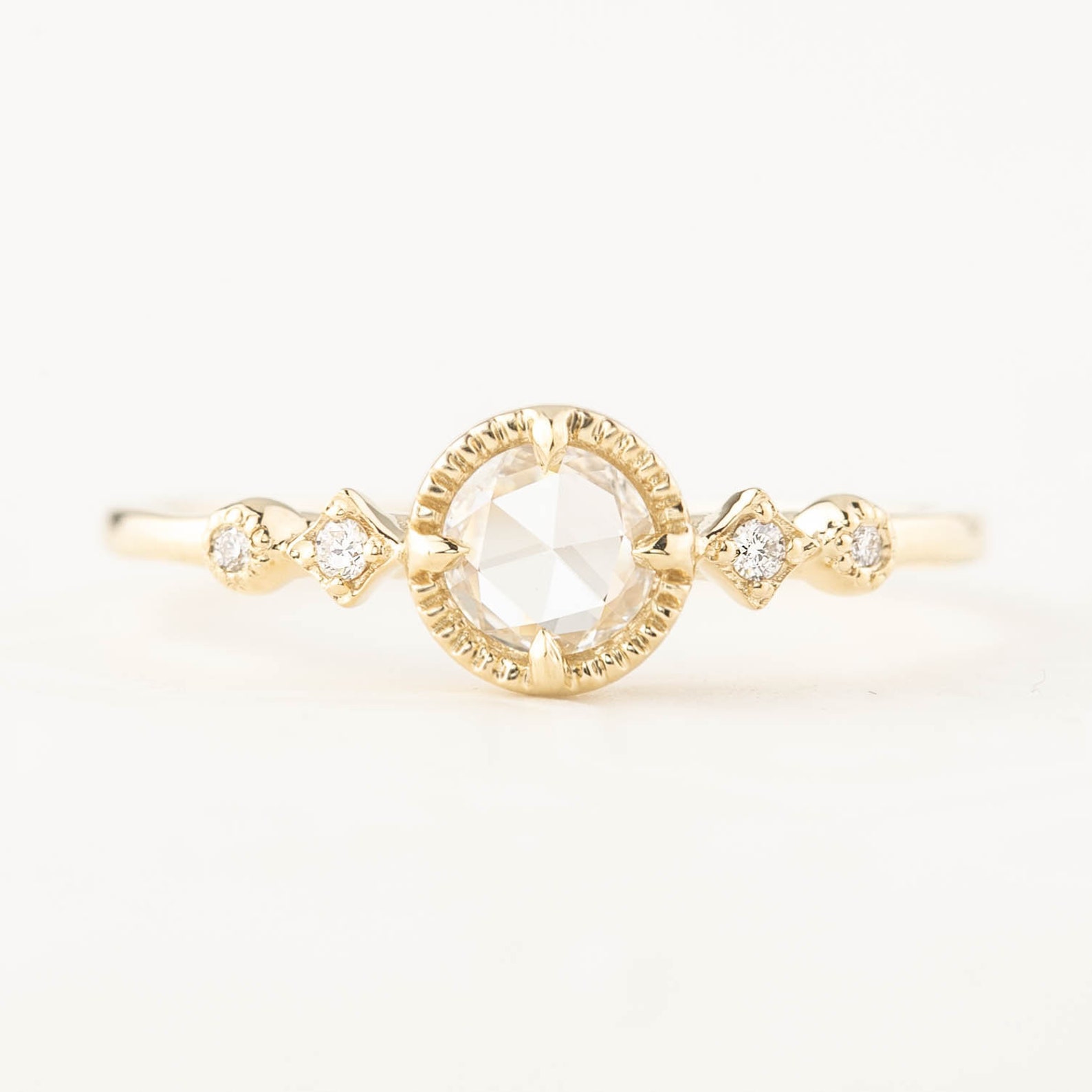 Round Rose-cut Diamond Ring Unique Diamond Engagement Ring - Etsy