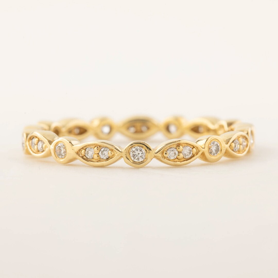 Alternating Diamond Eternity Wedding Band, Art Deco Diamond Eternity ...