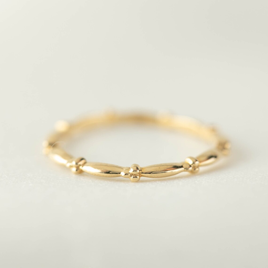 14k Solid Gold Stack Ring Stack Ring Solid Gold Bead Ring - Etsy