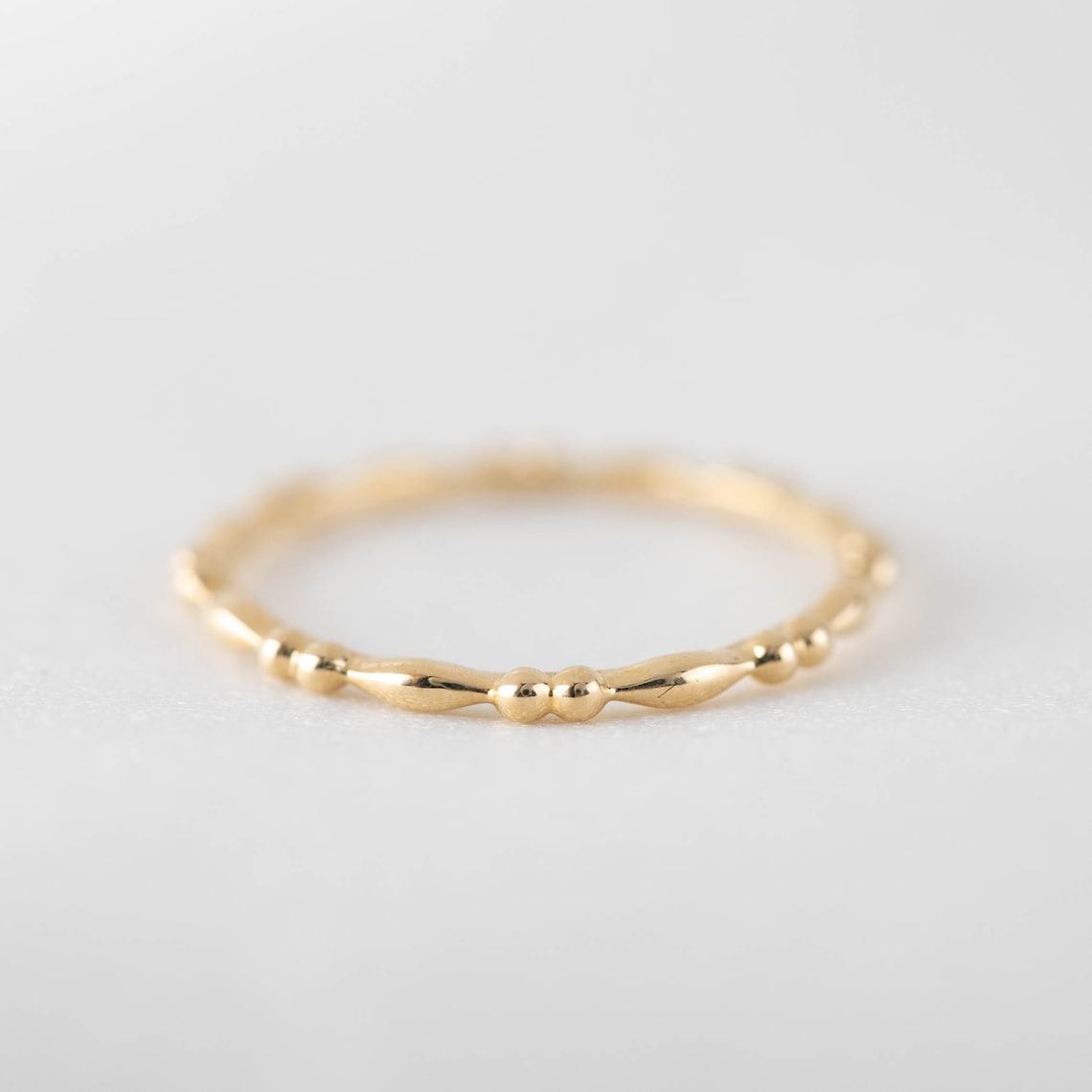 14k Solid Gold Stack Ring Stack Ring Solid Gold Bead Ring - Etsy