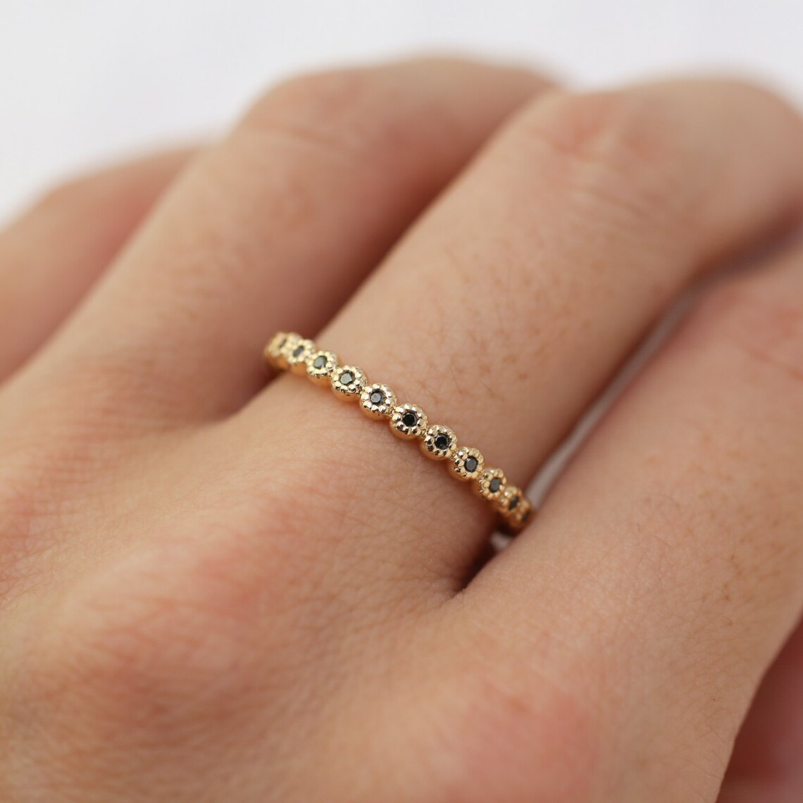 Black Diamond Eternity Ring in Solid 14k Gold Black Diamond | Etsy UK