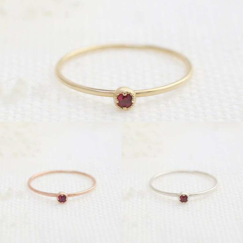 Tiny Ruby Solitaire Ring Dainty Delicate Simple Ruby Ring - Etsy UK