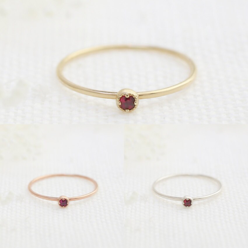 Tiny Ruby Solitaire Ring Dainty Delicate Simple Ruby Ring - Etsy UK