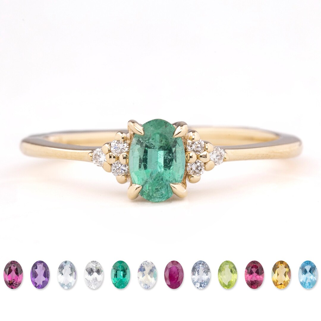 Solid 14k Gold Birthstone Ring, Birthstone Mother Ring, Birthstone Gift ...