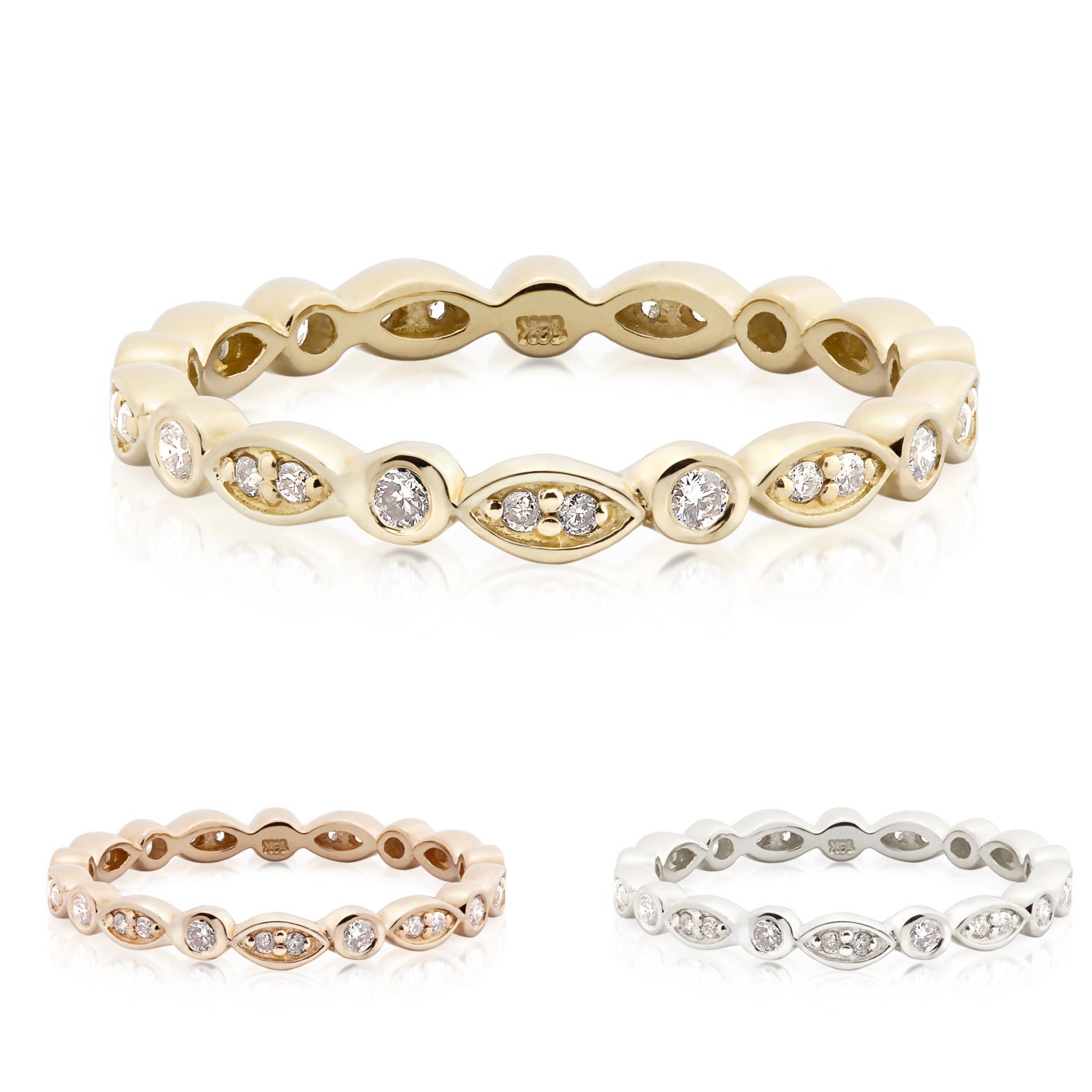 Alternating Diamond Eternity Wedding Band Art Deco Diamond - Etsy