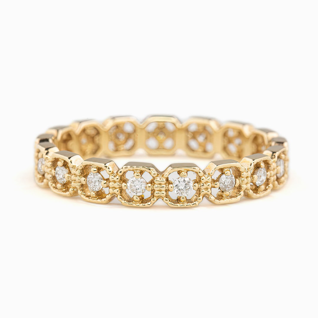 Unique Diamond Eternity Wedding Band, Vintage Inspired Eternity Ring ...