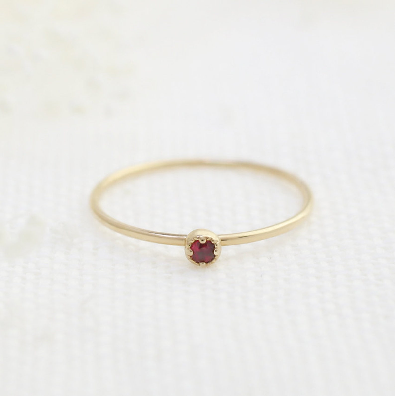 Tiny Ruby Solitaire Ring Dainty Delicate Simple Ruby Ring - Etsy UK